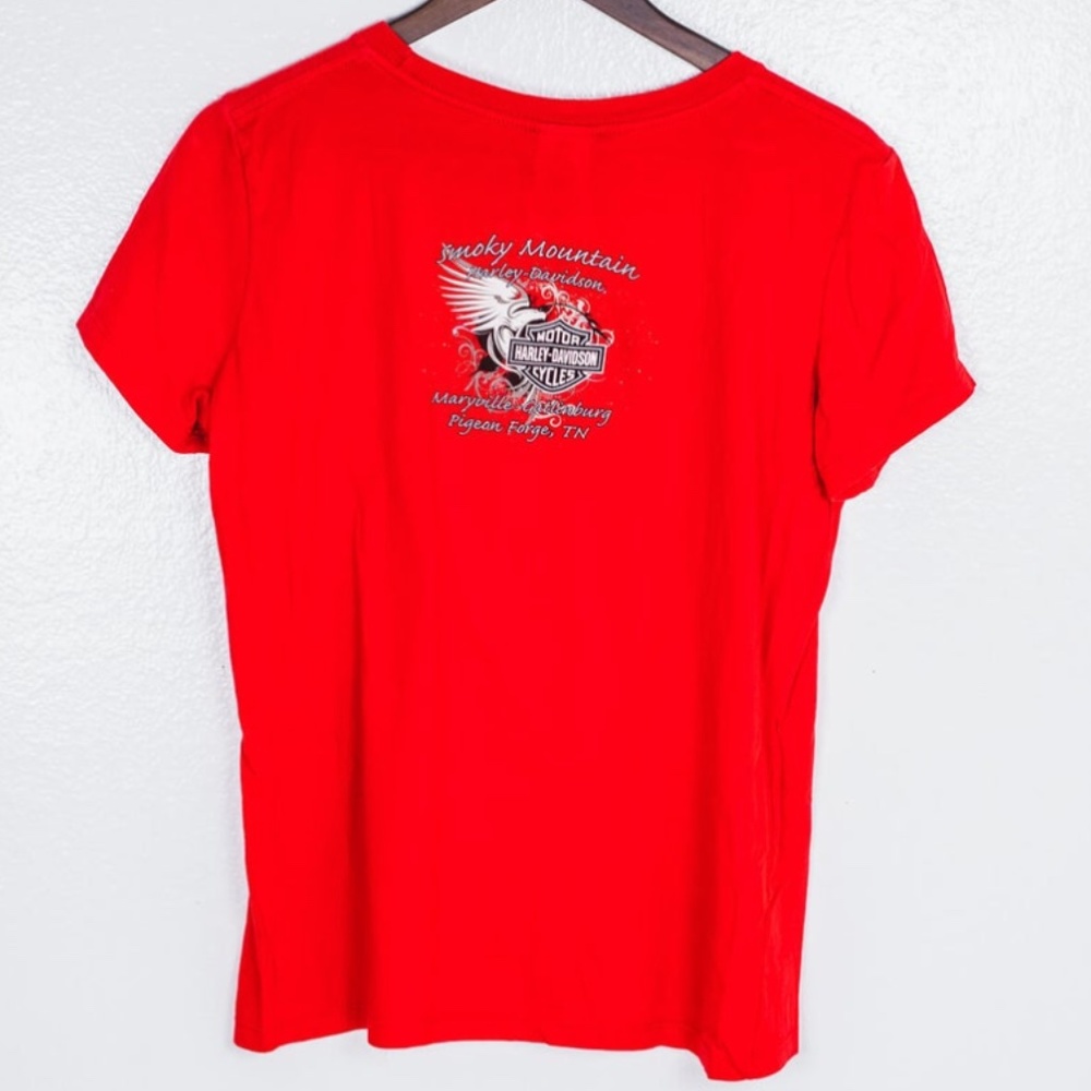 Vintage 2008 Red Harley Davidson Motorcycles T-Shirt - Gem